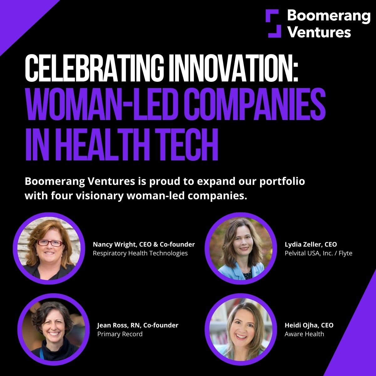 Boomerang Ventures Expands Portfolio with Woman-Led, Connected Health ...